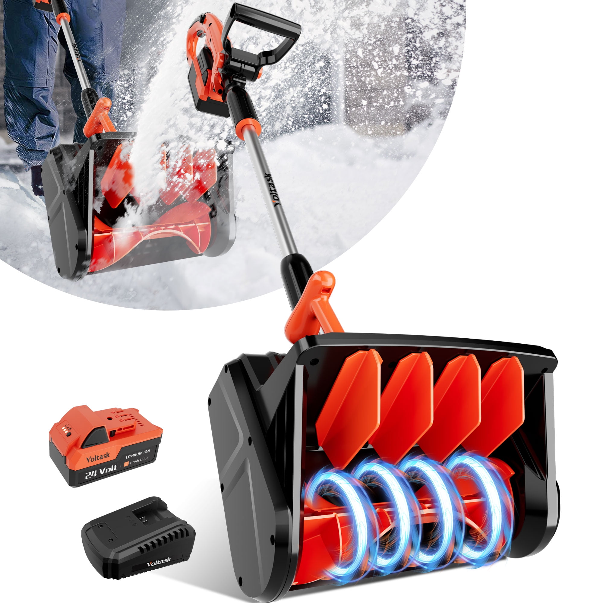 VOLTASK Pelle à Neige Sans Fil, Souffleuse à Neige Électrique Sans Fil ...