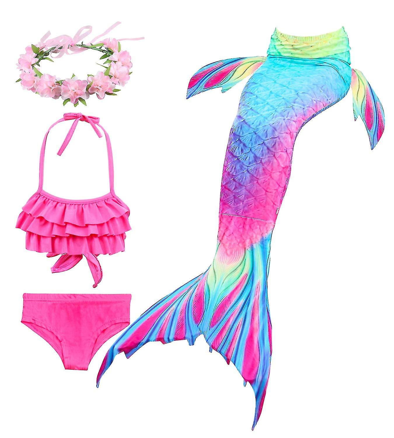 Kids Girls Mermaid Tail Bikini Set Swimwear Swimsuit Swimming Costume ...