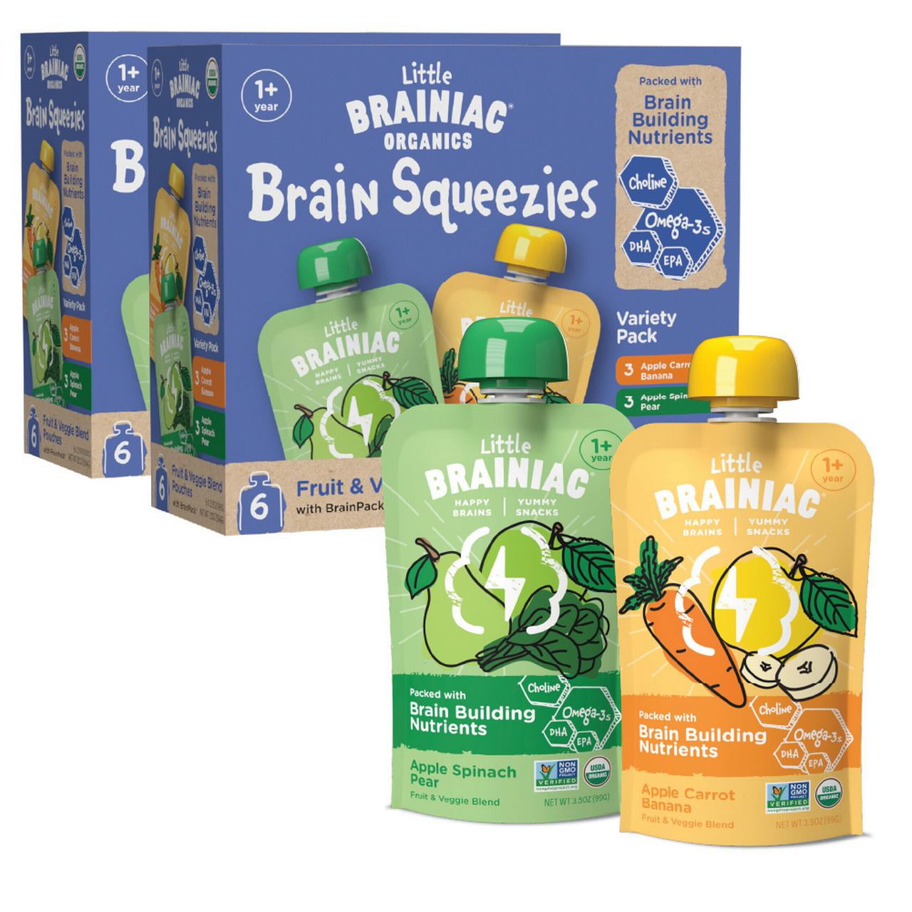 Little Brainiac Organic Fruit & Veggie Snack Brain Boosting Toddler ...