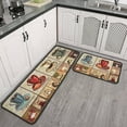 Waykingo 2 Piece Coffee Kitchen Decor Rug Set, Washable Microfiber Mats ...