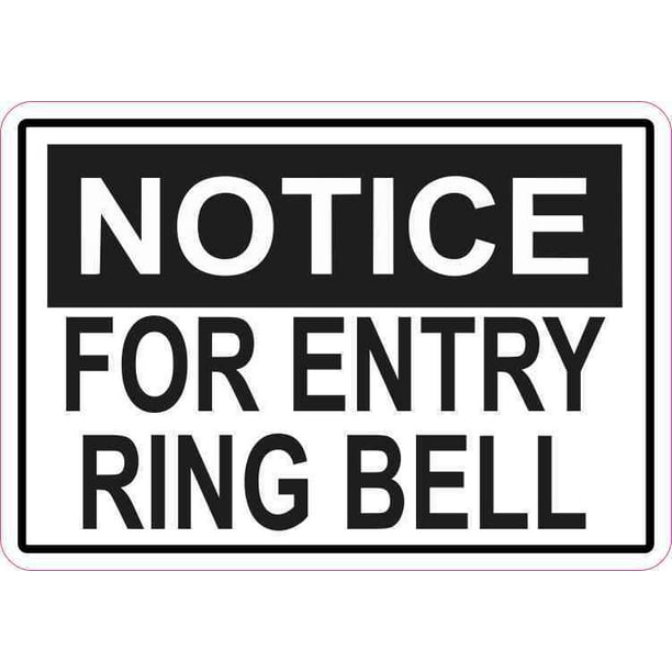 5in x 3.5in Notice For Entry Ring Bell Sticker Vinyl Business Door Sign ...