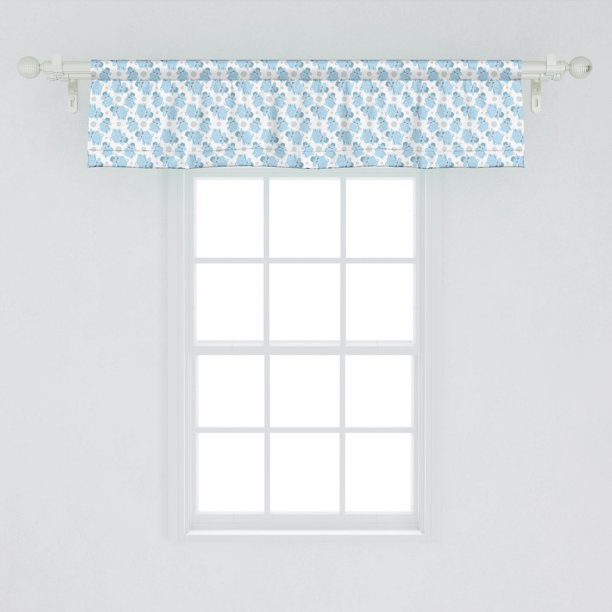 Ambesonne Elephant Nursery Window Valance, Happy Smiling Elephants Kids ...
