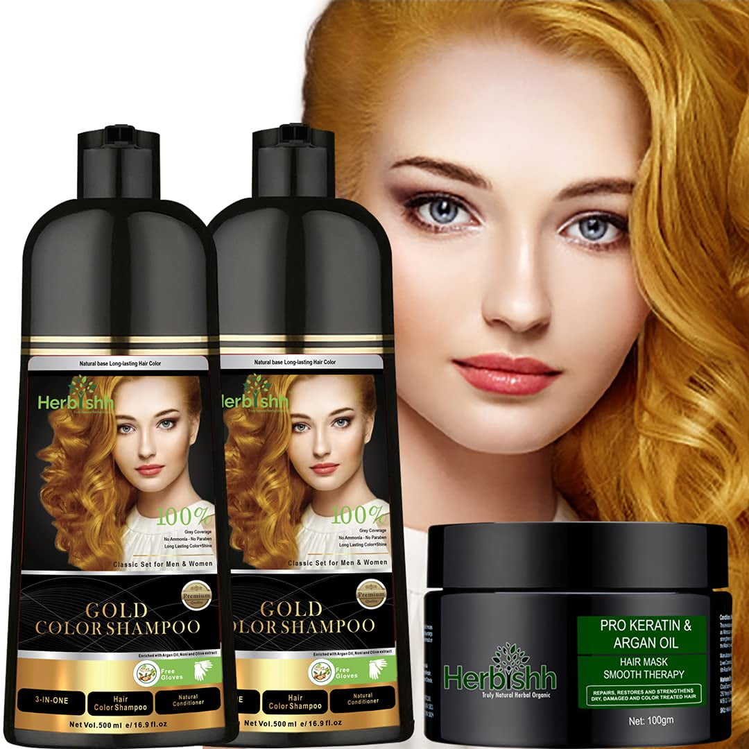 Pack combo: 2 shampoos colorantes Herbishh para canas + 1 mascarilla ...