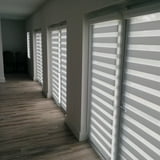 Biltek Cordless Zebra Window Blinds with Modern Design - Roller Shades w/ Dual Layers - Solid ...