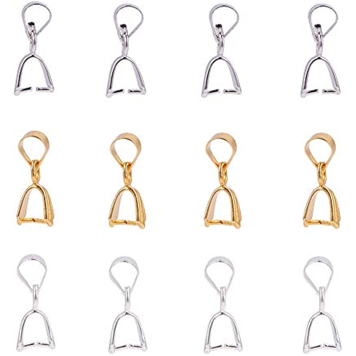 120 pcs 3 Colors Pinch Bails Pinch Clip Bail Clasp Dangle Charm Bead ...