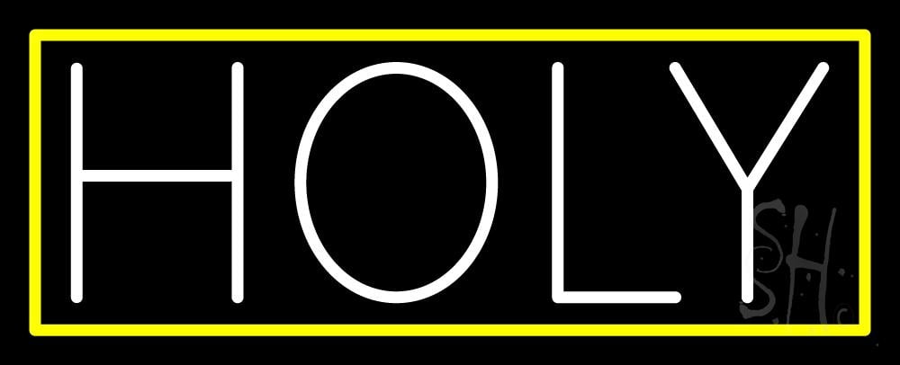 White Holy With Border LED Neon Sign 10" Tall x 24" Wide - inches Black ...