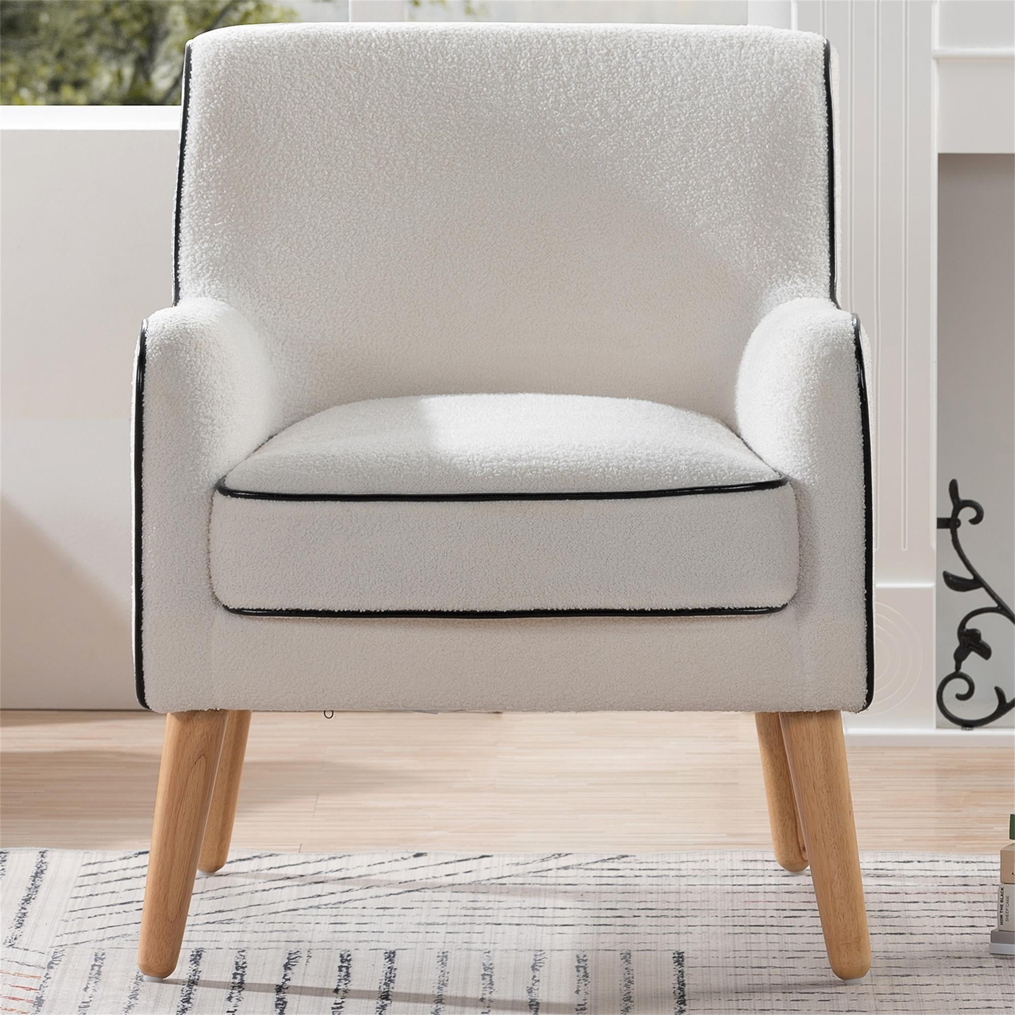Kepooman White Arm Chair, Single Sofa Chairs for Bedroom, Armchair with ... Kepooman White Arm Chair, Single Sofa Chairs for Bedroom, Armchair with ...
