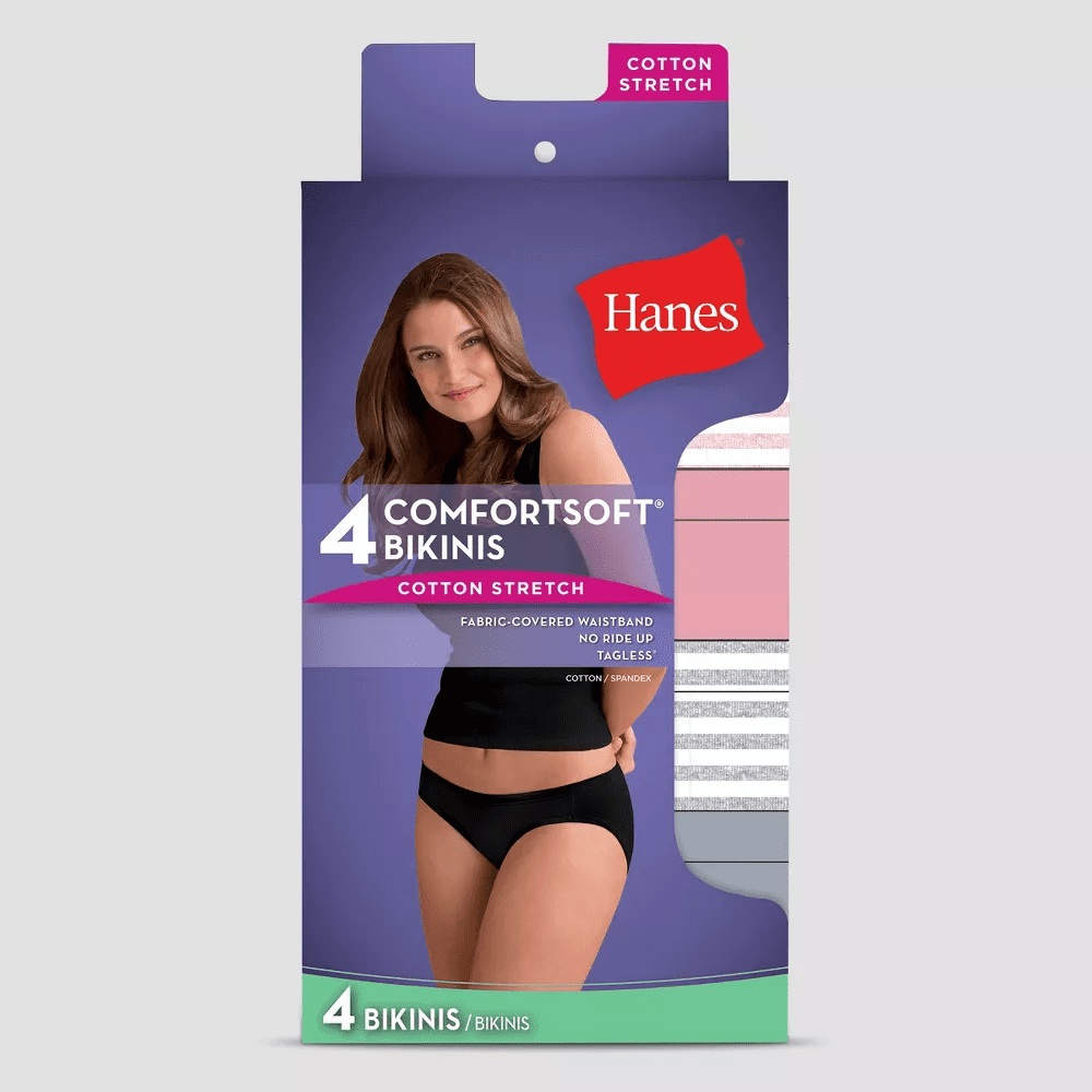 Hanes Womens Cotton Stretch 4pk Bikini Briefs Colors May Vary 6
