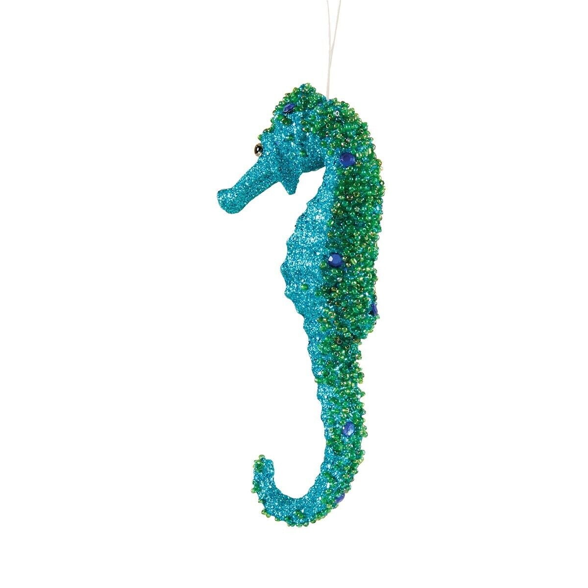 Teal Glitter SEAHORSE Coastal Christmas Ornament by Gallerie II ...