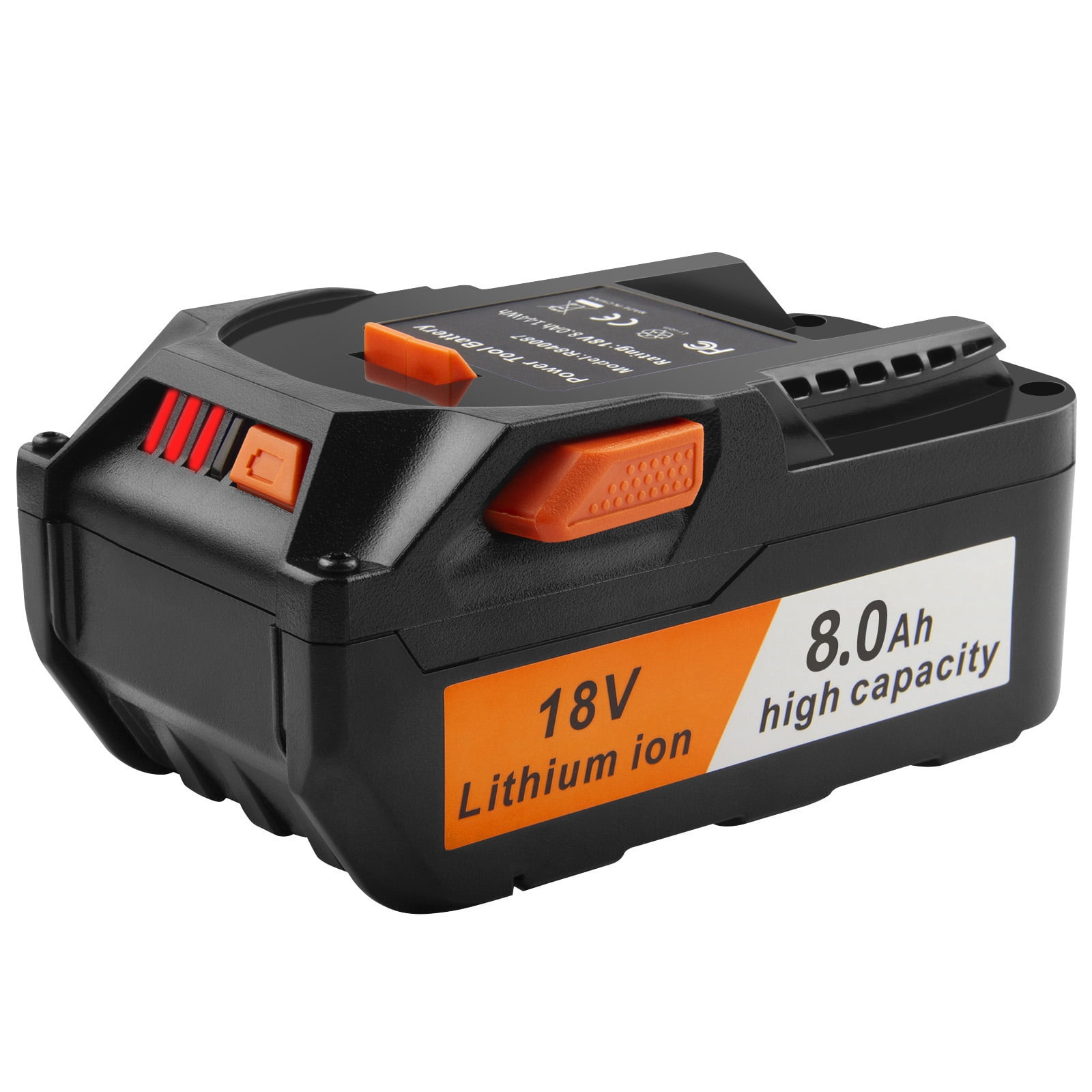 18V 8.0Ah Lithium Ion Battery Replacement for RIDGID 18V Drill Battery ...