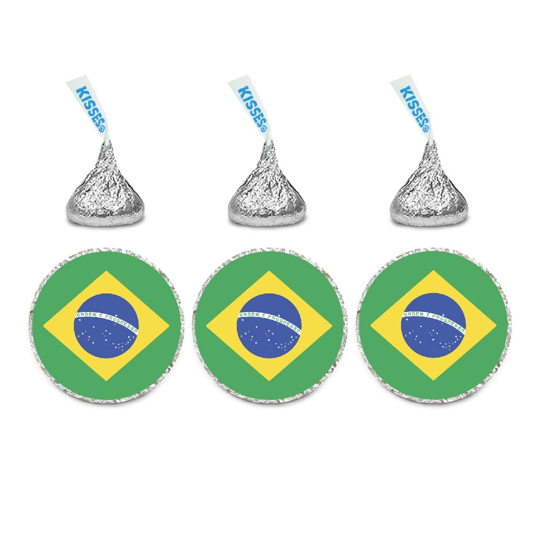 Global World Flag Party Collection, Round Label Stickers, Brazil, 40 ...
