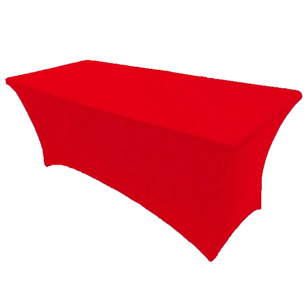 Gowinex Red 8 ft Spandex Fitted Stretch Tablecloth Table Cover ...