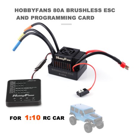 HOBBYFANS 80A Brushless 2-4s ESC with BEC and Programming Card for 1:10 ...