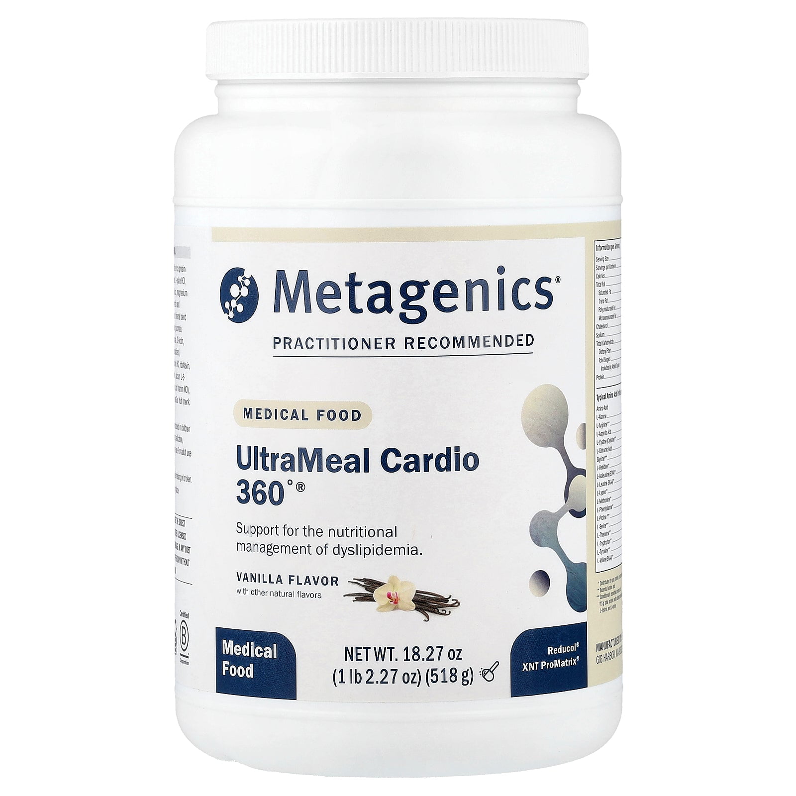 Alimento medicinal Metagenics UltraMeal Cardio 360° Vanilla 518 g ...