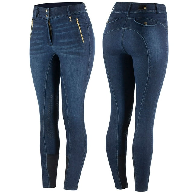 Horze Nicole Womens Denim Breeches Silicone Knee Patch - Walmart.com