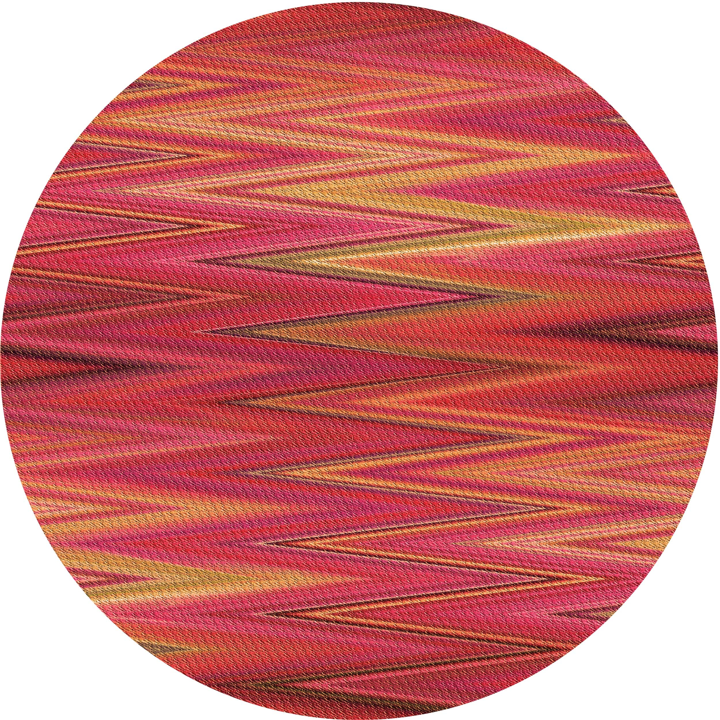 Ahgly Company Indoor Round Patterned Bright Orange Area Rugs, 6' Round ...