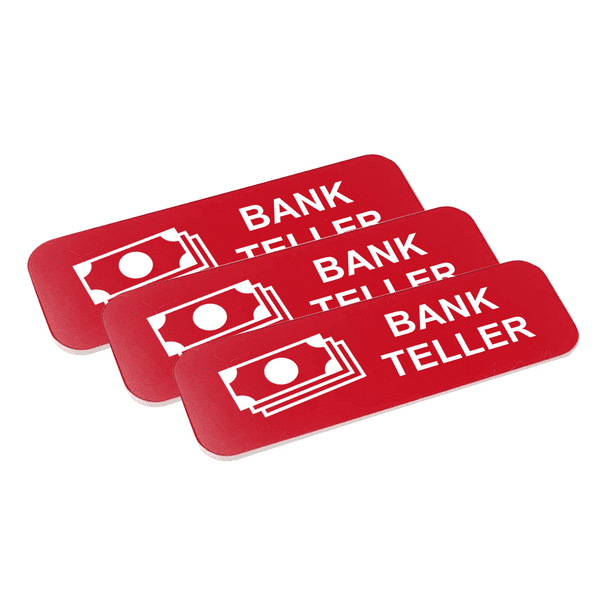 Bank Teller 1 x 3" Name Tag/Badge, Red, (3 Pack) - Walmart.com