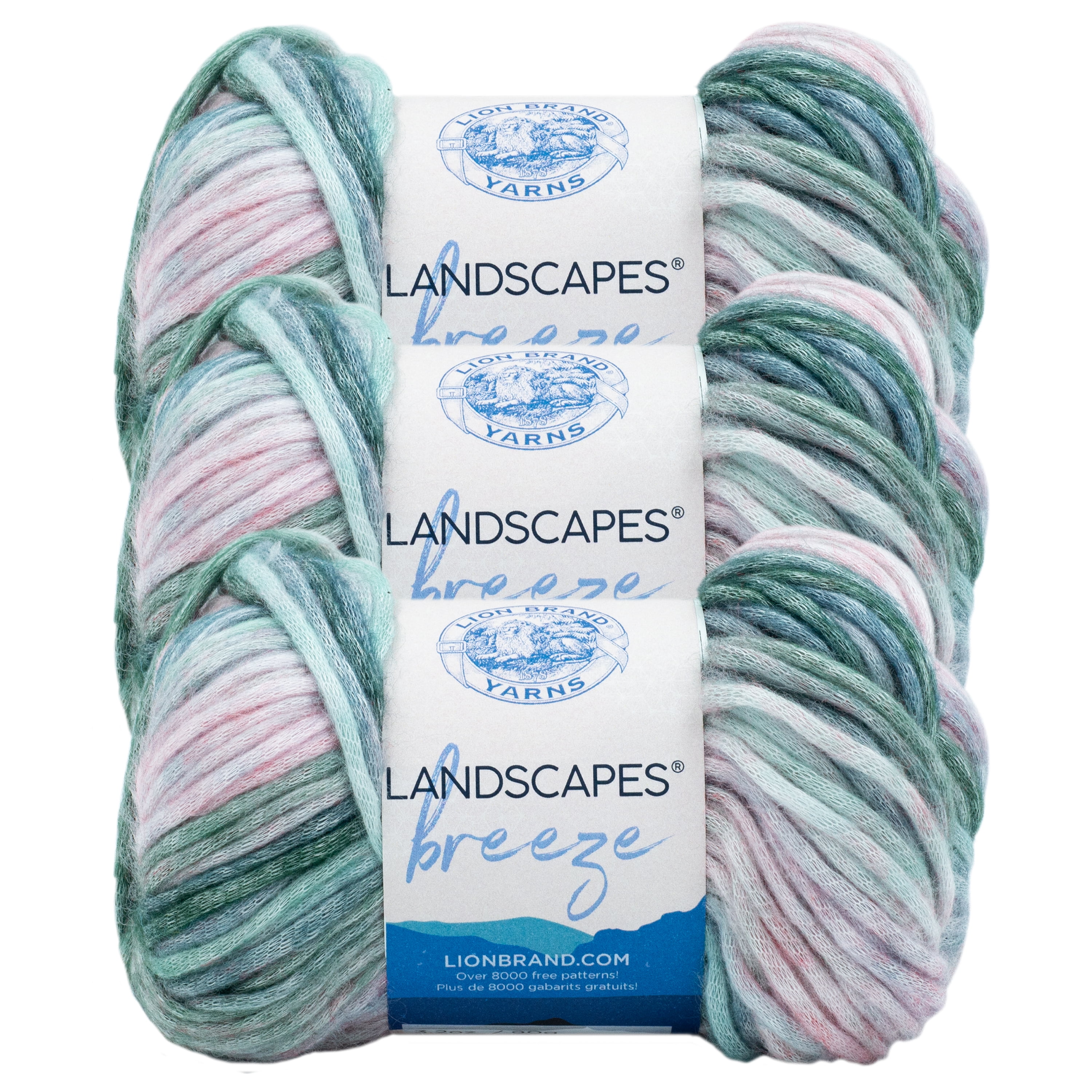 Lion Brand Yarn Landscapes Breeze Seashell Medium Modal, Acrylic, Wool Multi-color Yarn 3 Pack ...