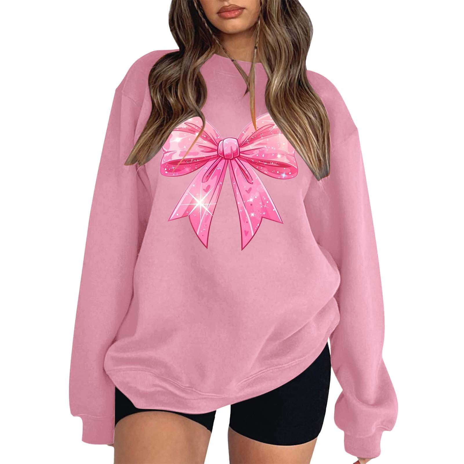 Click here for Daznico Bow Print Crew Neck Long Sleeve Hoodie For... prices