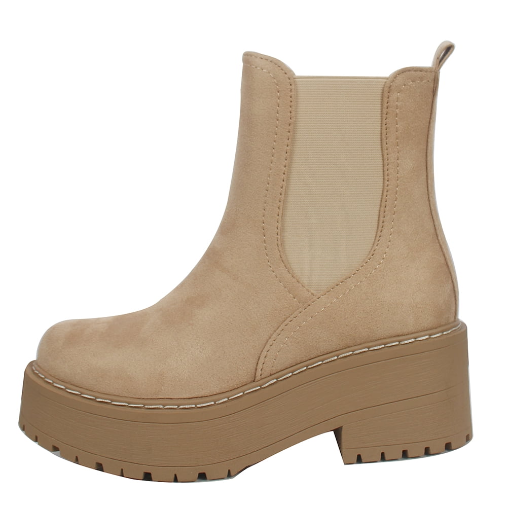 Soda Women's Yossi Chelsea Pull On Chunky Platform Block Heel Ankle ...