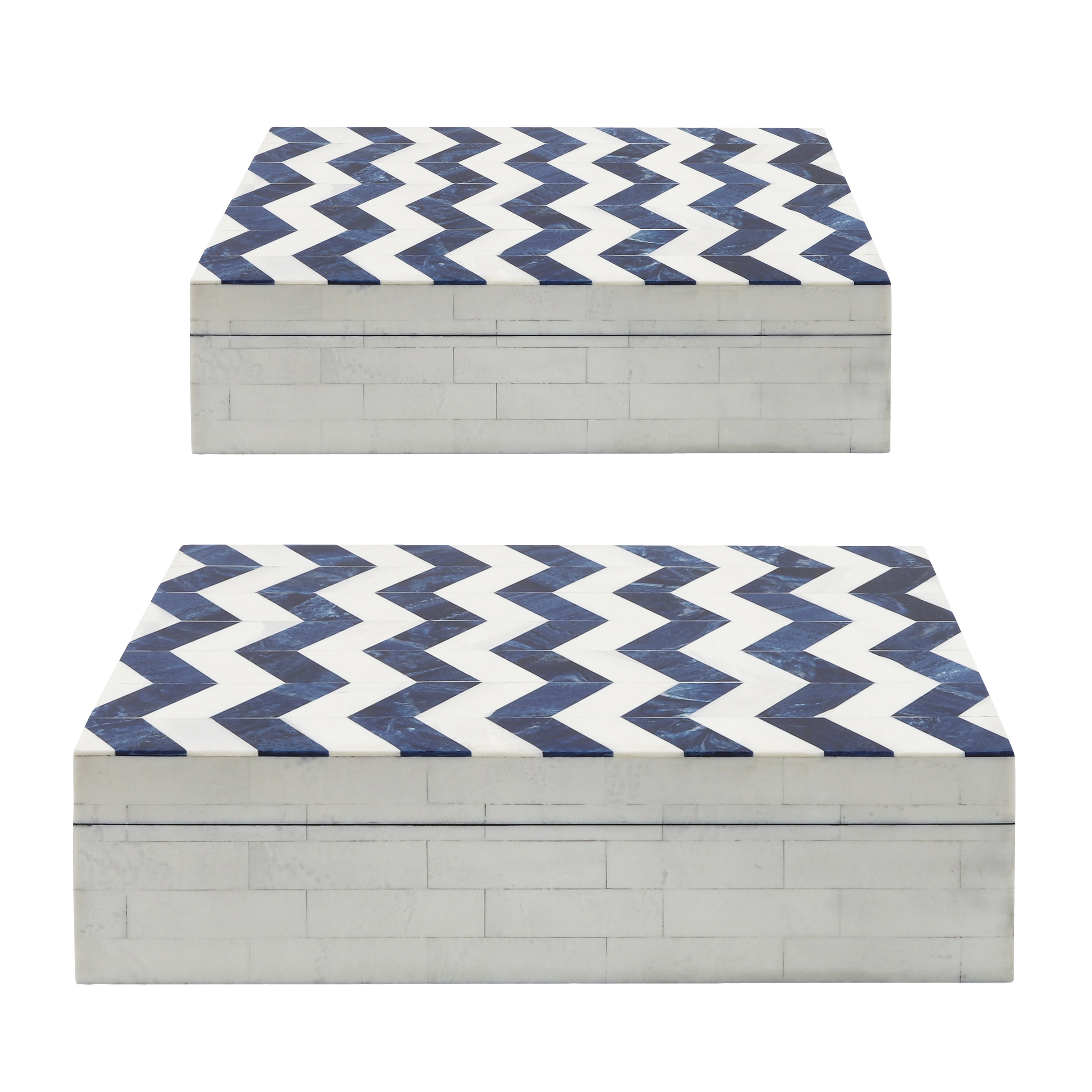 Sagebrook Home Resin Set of 2 Chevron Boxes, Blue - Walmart.com