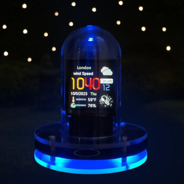 Runquan Electronic Glow Tube Clock Temperature and Weather Display ...