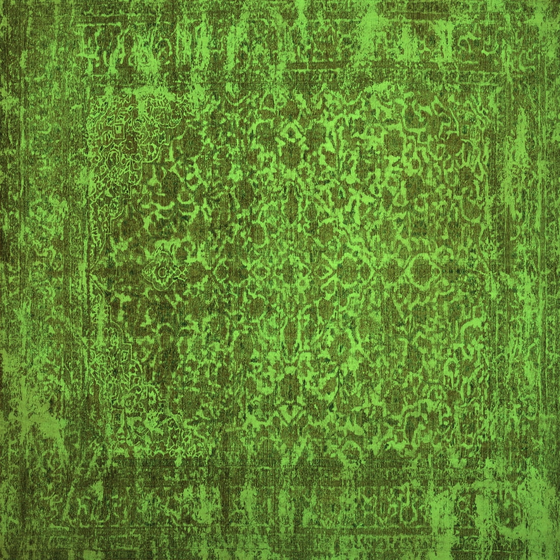 Ahgly Company Indoor Square Abstract Green Contemporary Area Rugs, 6 ...