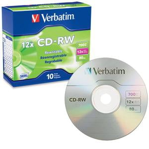 2 x Verbatim CD-RW 700MB 4X-12X Rewritable Media Disc - 10 Pack Slim ...