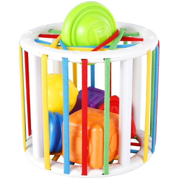 Baby Shape Sorting Toy Elastic Sensory Bin Shape Sorter Bin with 6 ...