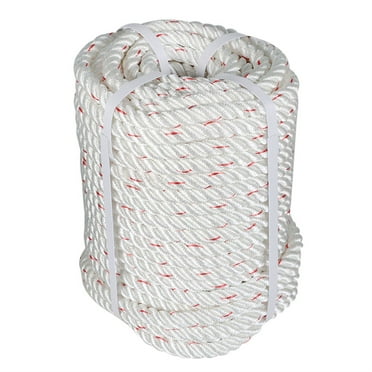 Yacht Braid Premium Polyester Rope 7/16 inch, White with Red Tracers ...