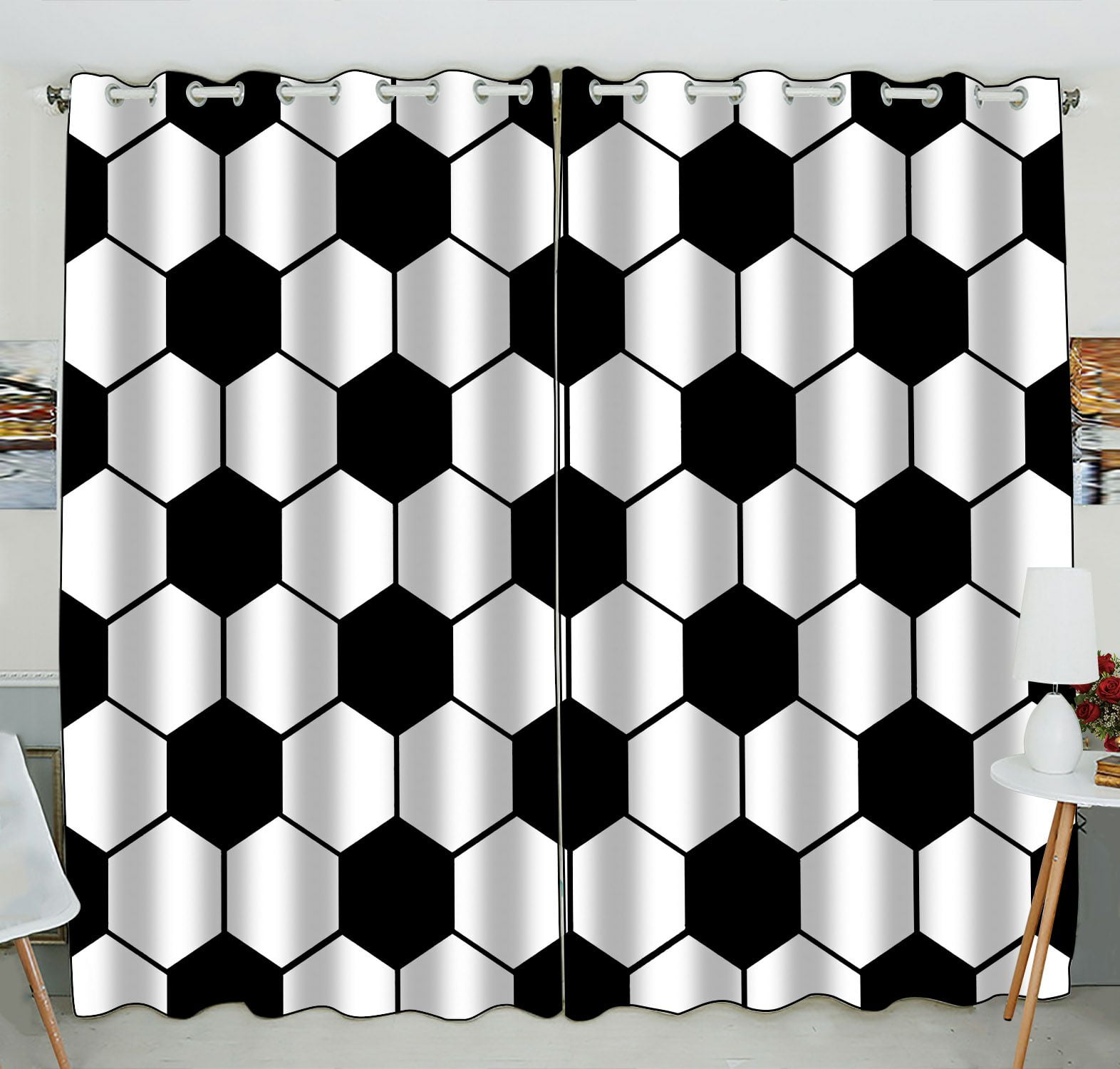 ZKGK Soccer Ball Art,Football Pattern Window Curtain Drapery/Panels ...