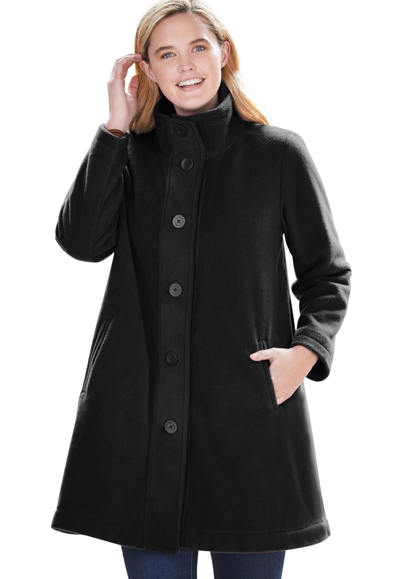Woman Within Woman Within Womens Plus Size Fleece Swing Funnel Neck