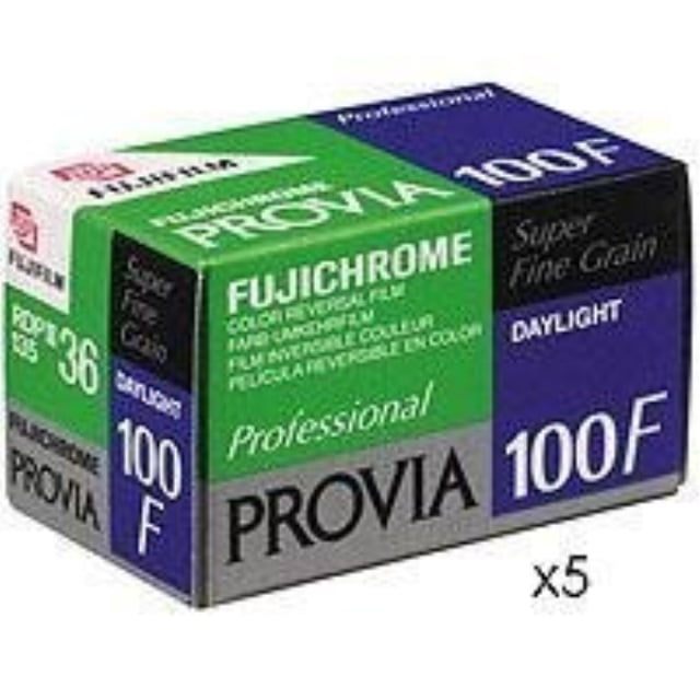 fujifilm fujichrome provia 100f color slide film iso 100, 35mm, 5 rolls of 36 exposures ...