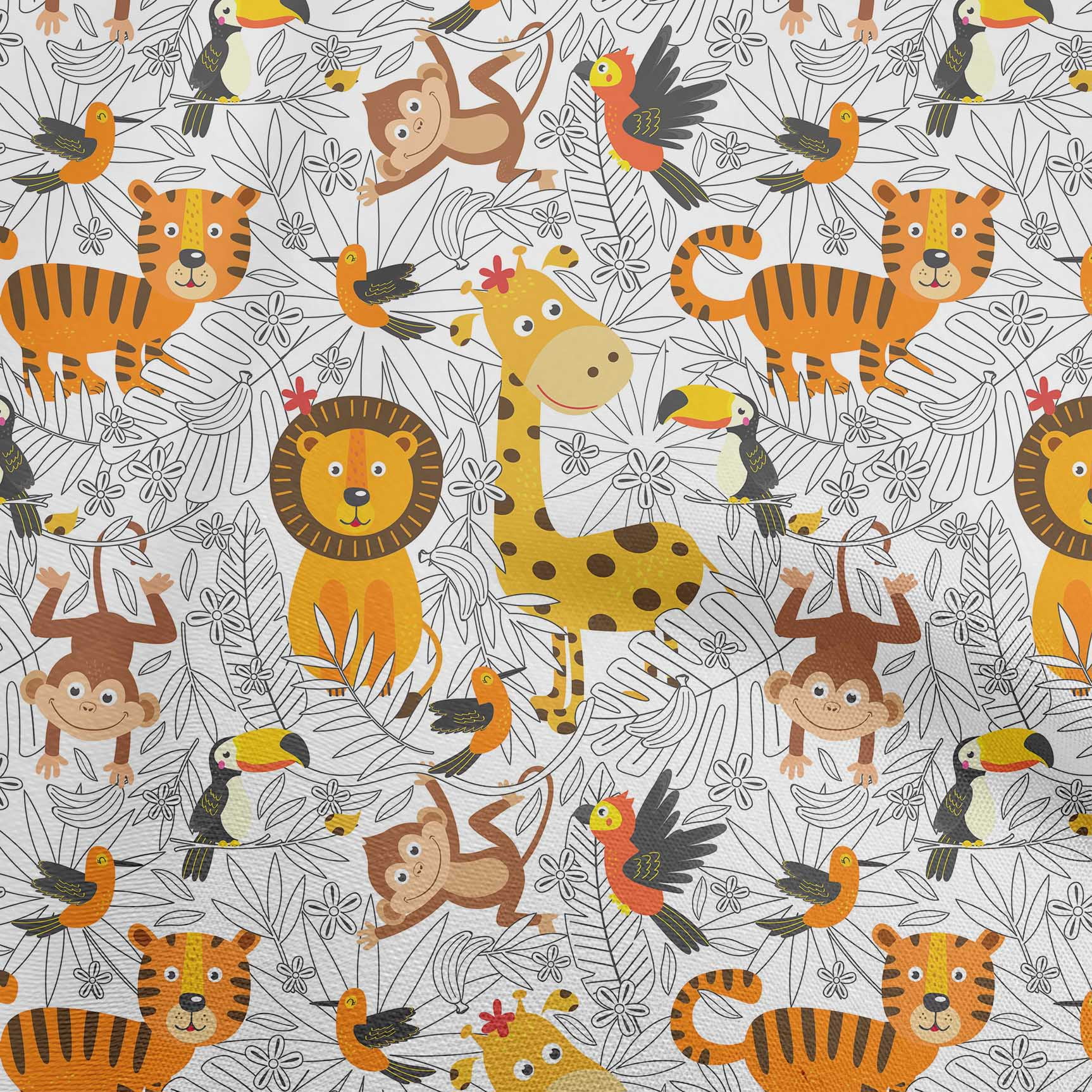 oneOone Velvet Yellow Fabric Cute Animal Sewing Material Print Fabric ...