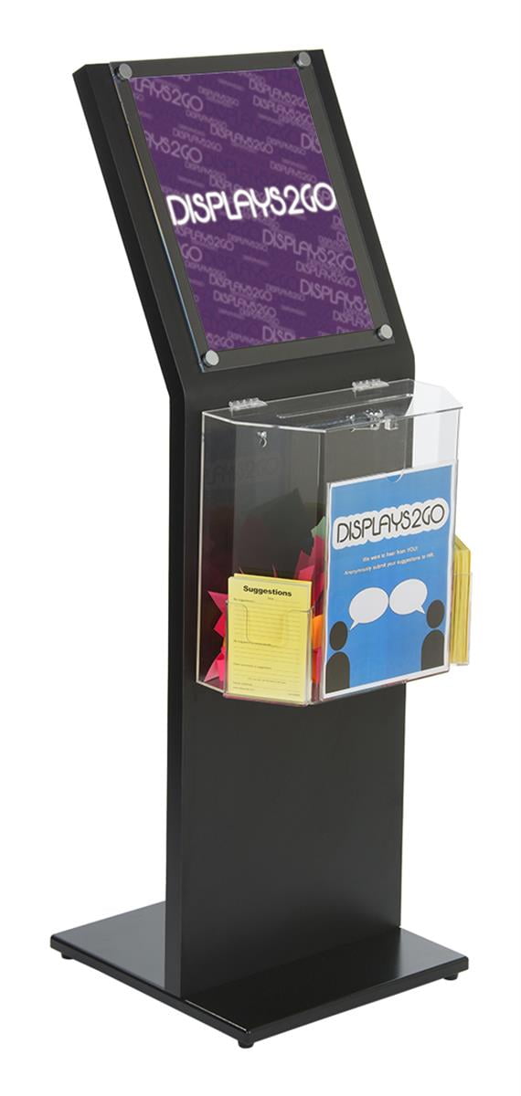 Displays2go LSB141BKCL Floor Standing Ballot Station with Locking Box ...