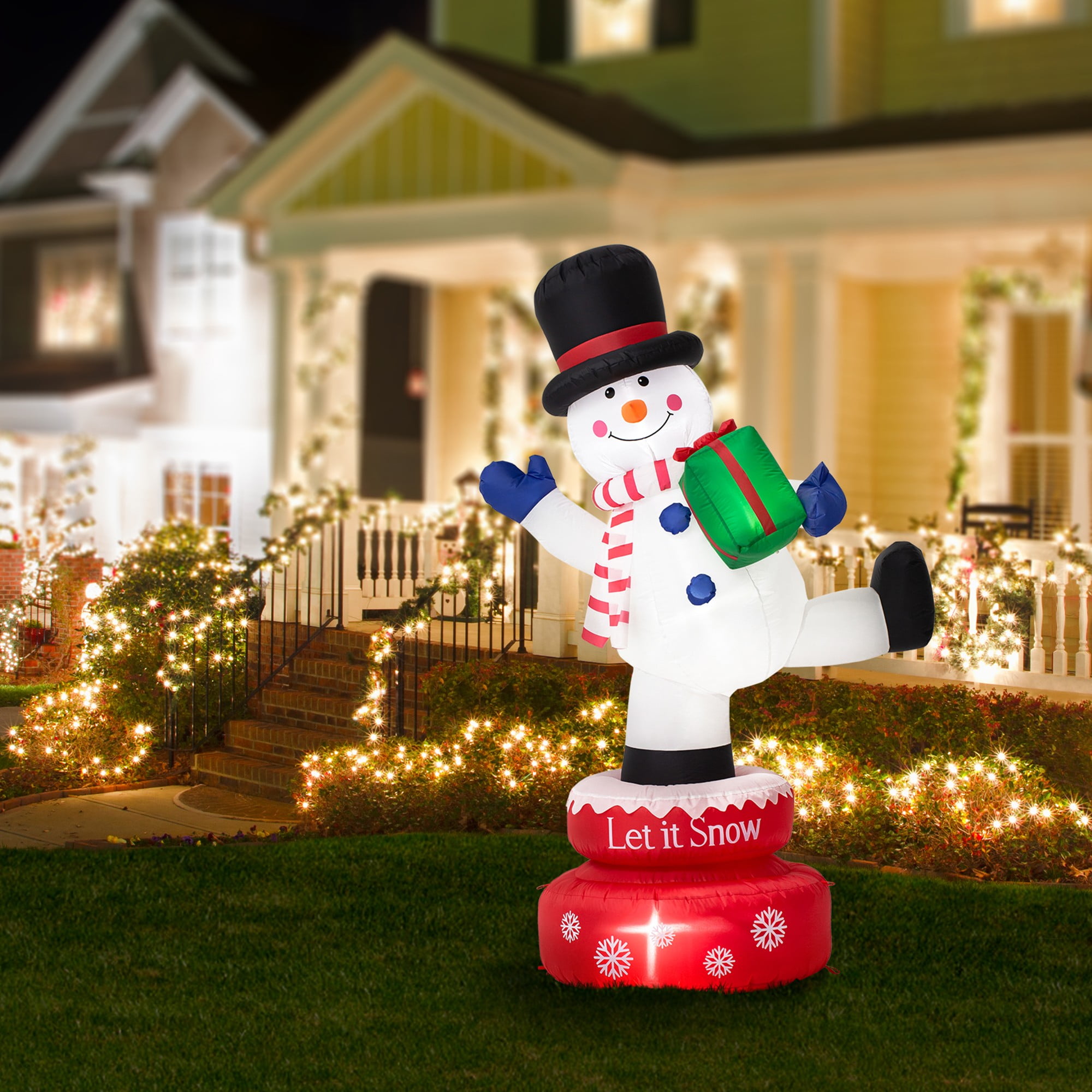 Glitzhome 6FT Lighted Inflatable Rotating Snowman Decor - Walmart.com