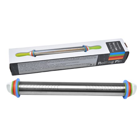 Rolling Pin,Adjustable Stainless Steel Rolling Pin with 4 Removable ...