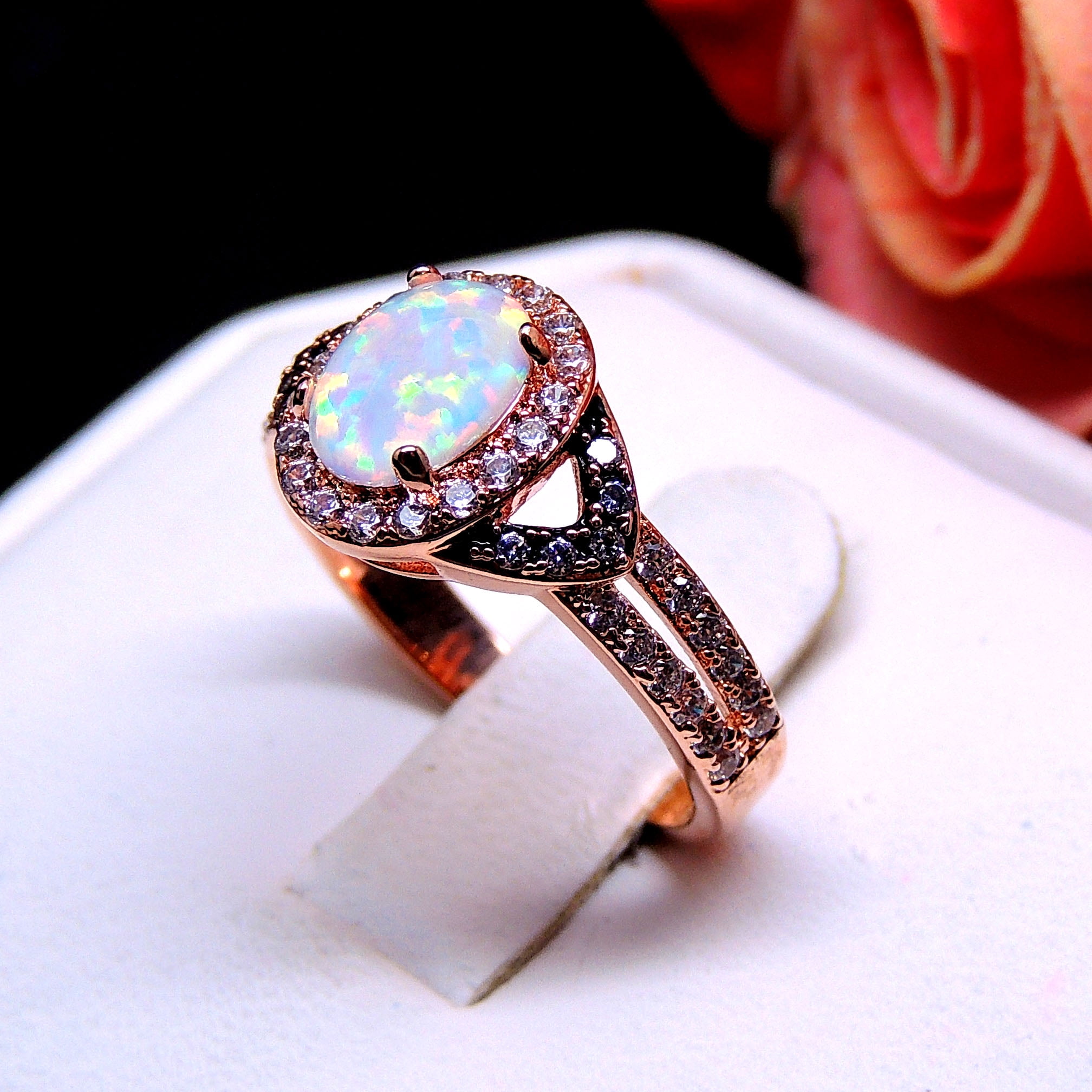 Fire Opal Engagement Ring