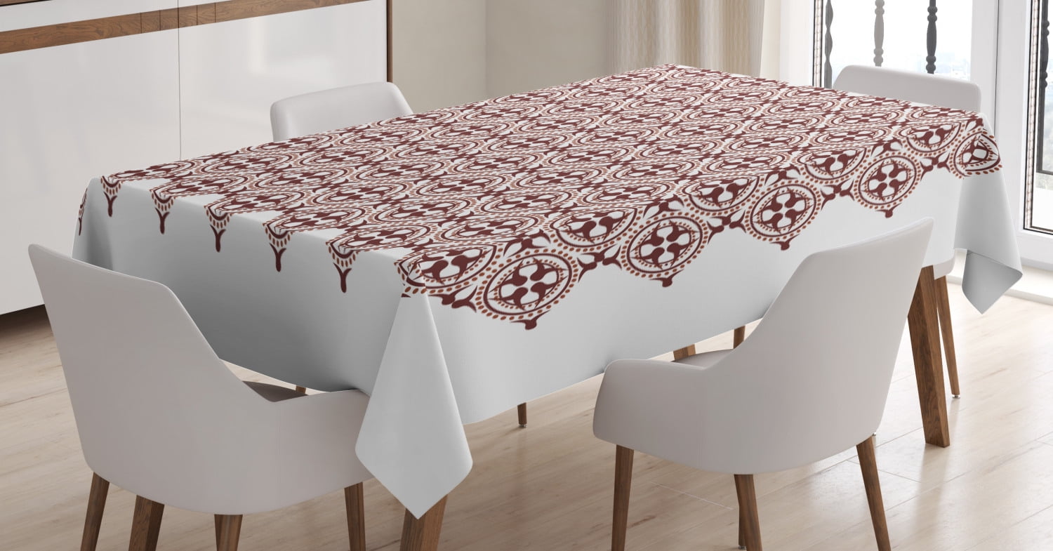 Brown and White Tablecloth, Javanese Ethnic Batik Ornament Old ...