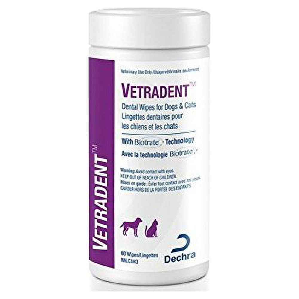 Vetradent Dental Wipes - Promotes Oral Health for Dogs and Cats - 60 ...