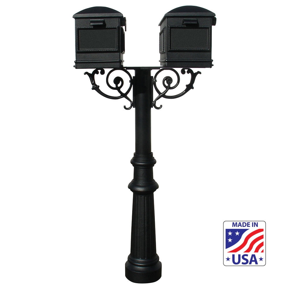 The Hanford TWIN mailbox post system w/Scroll Supports, Black - HPWS2 ...