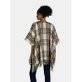 Time and Tru Women's Plaid Fashion Ruana, One Size, White - Walmart.com