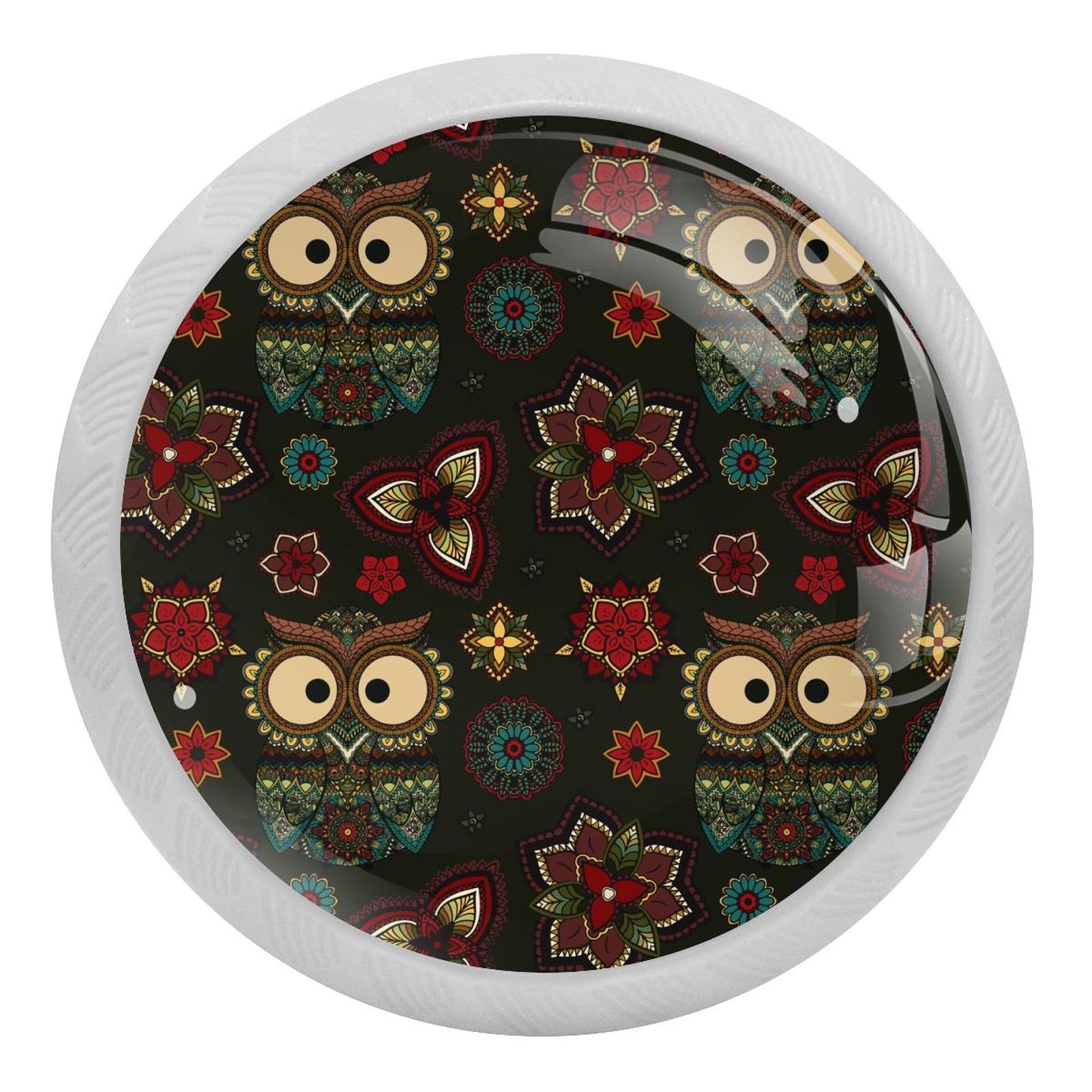 4PCS Round Owl Cabinet Fluorescence Knob Glowing in the Dark Furniture ...