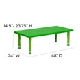 BizChair 24''W x 48''L Rectangular Green Plastic Height Adjustable ...