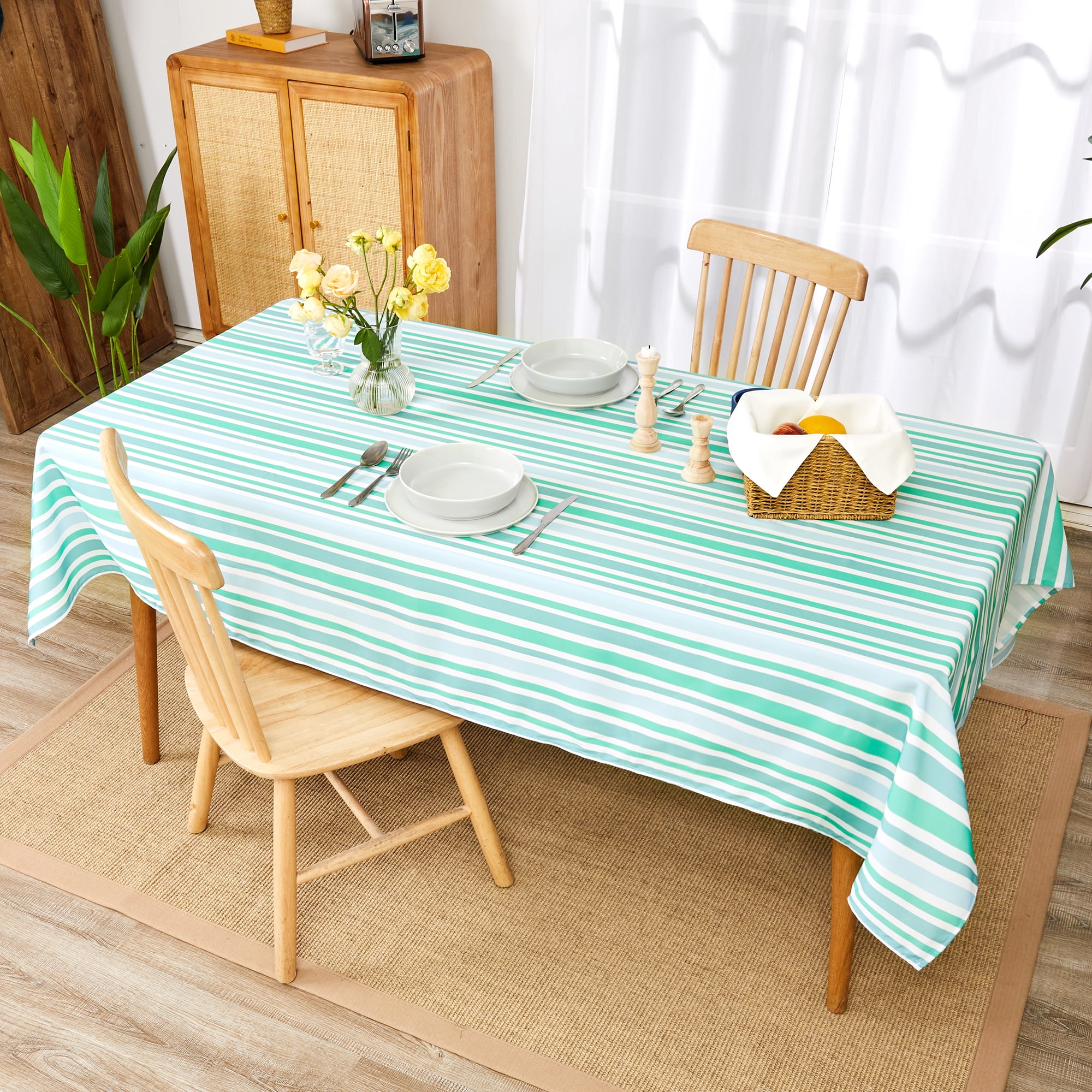 Deconovo Striped Tablecloth for Rectangle Tables - 60x102 inch, Stain ...
