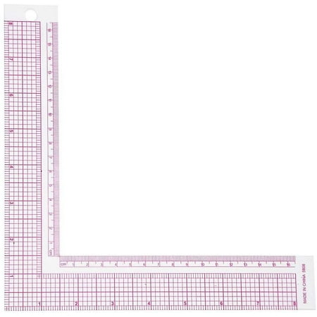 Plastic L-shaped Square Sewing Ruler, 90 Degree Measuring Sewing Tailor ...