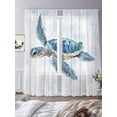 Blue Coastal Turtle Semi Sheer Curtains 96 Inch Length 2 Panels Set ...