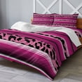 4 Piece Duvet Cover Set Full, Mexican Rose Red Stripes Animal Print ...