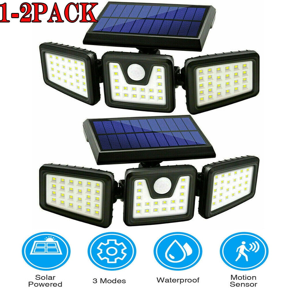 2 Pack Solar Lights Motion Sensor, Security LED Waterproof Adjustable ...