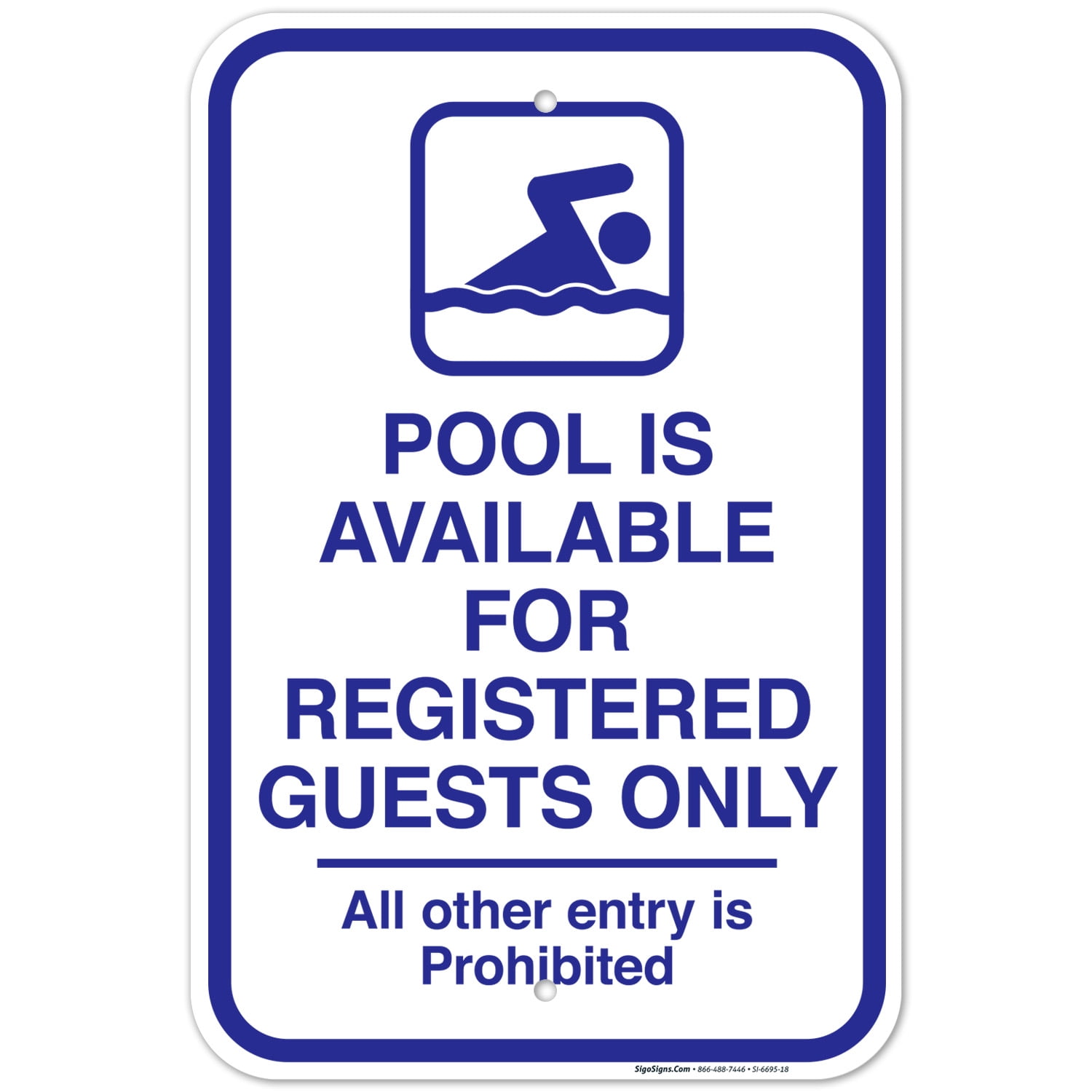 Pool Is Available For Registered Guests Only Sign, Pool Sign, - Walmart.com
